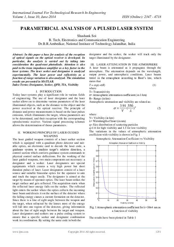 (PDF) Parametrical Analysis of a pulsed laser system