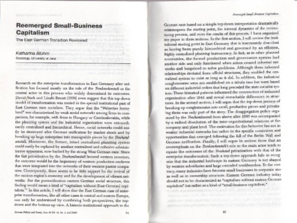 (PDF) Reemerged Small-Business Capitalism. East German Transition Reviewed