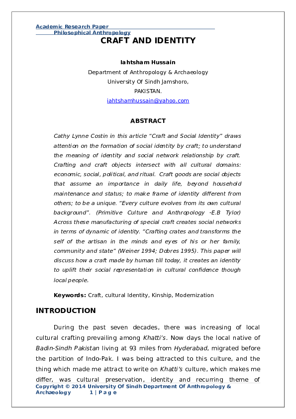 (DOC) identity and craft