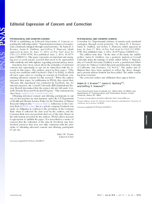 (PDF) Editorial Expression of Concern and Correction