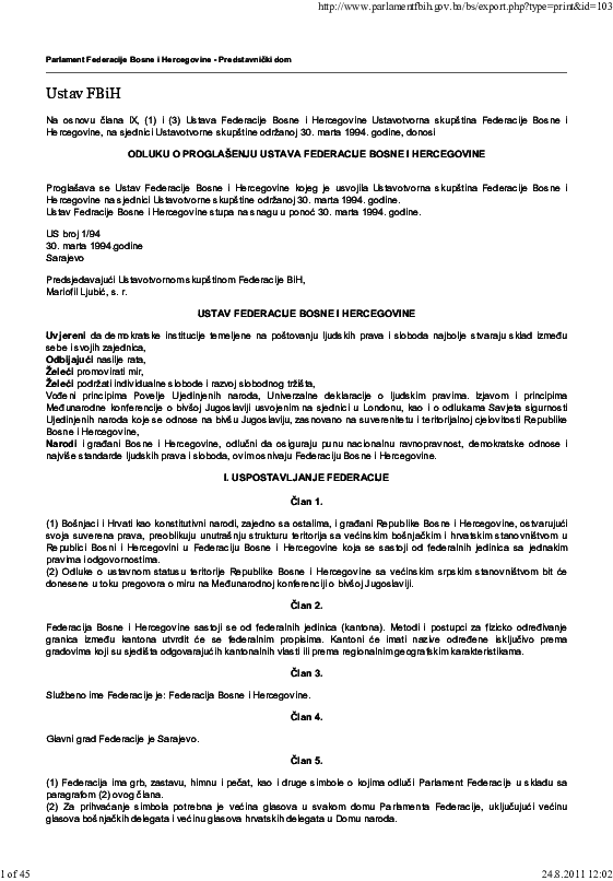 (PDF) Osnove ustavnog sistema BiH (Ustav BiH/FBiH/RS) | Juso Hamzić - Academia.edu