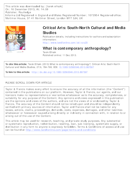 (PDF) What is Contemporary Anthropology?