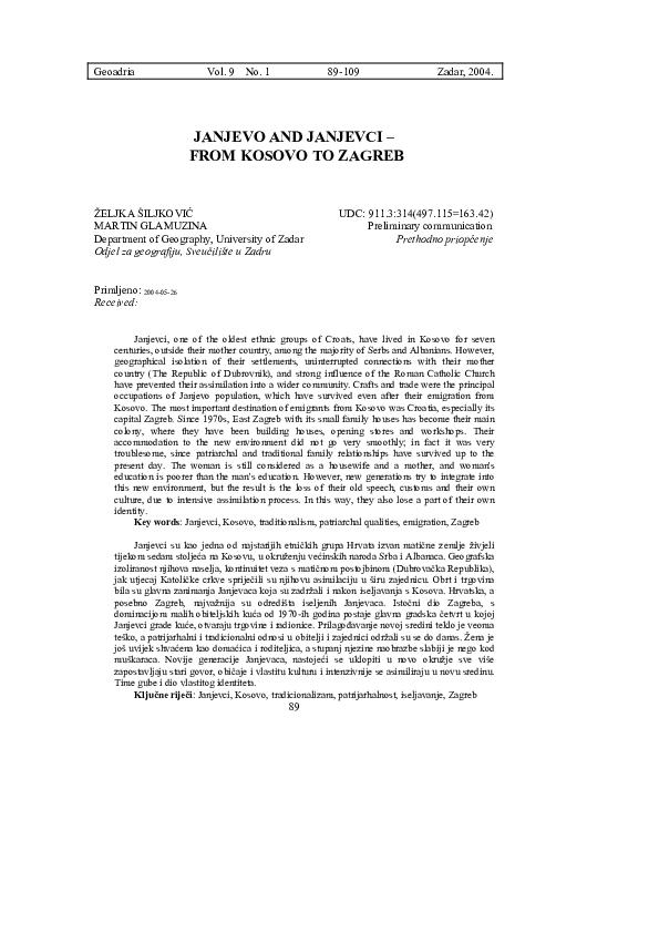 (PDF) Janjevo i JANJEVCI