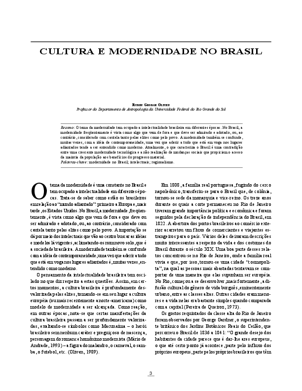 (PDF) CULTURA E MODERNIDADE NO BRASIL