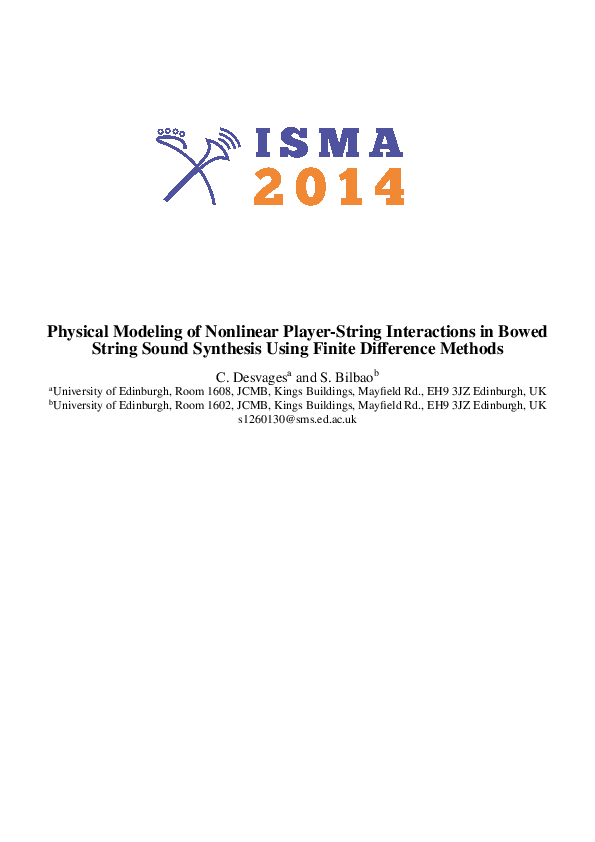 Pdf Physical Modeling Of Nonlinear Player String Interactions In Bowed String Sound Synthesis