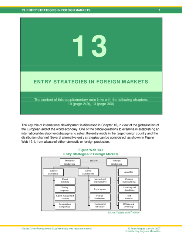 (PDF) Market entry strategies