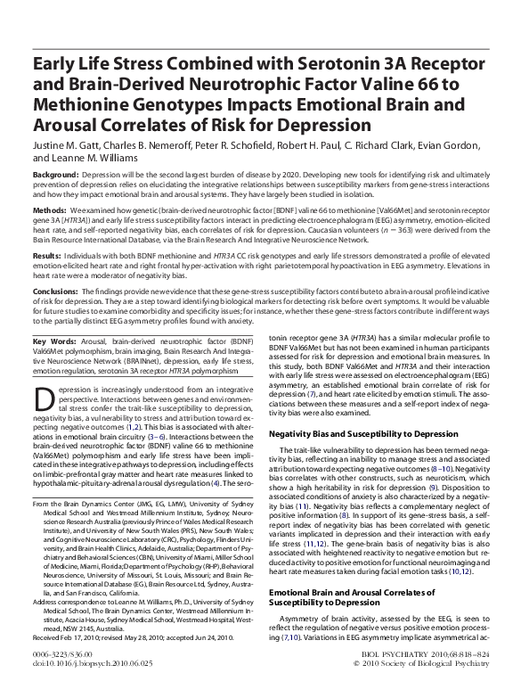 (PDF) Early Life Stress Combined with Serotonin 3A Receptor and Brain ...