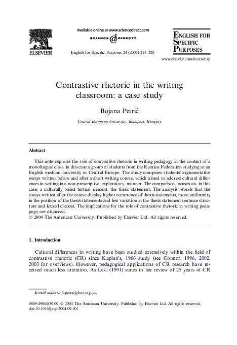 (PDF) Petrić, B. (2005). Contrastive rhetoric in the writing classroom ...