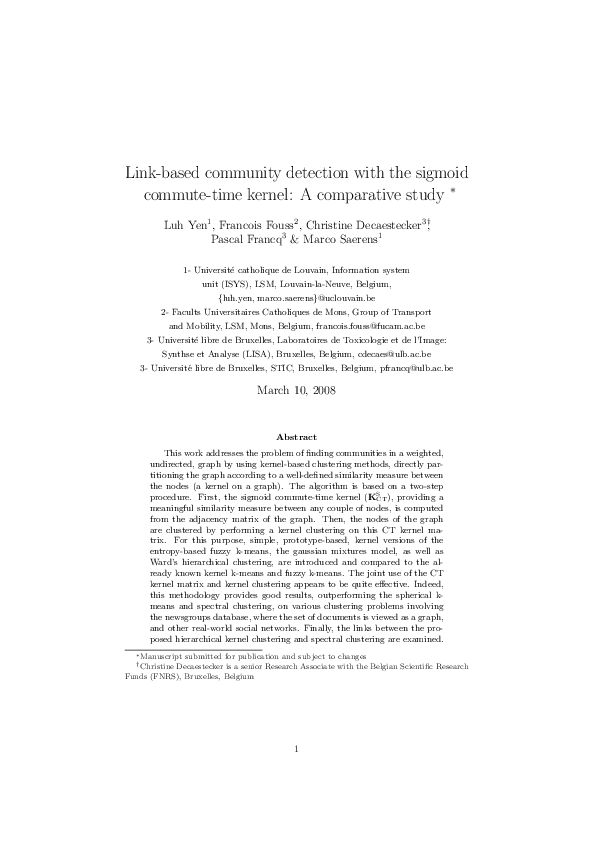 (PDF) Link-based community detection with the sigmoid commute-time kernel: A comparative study