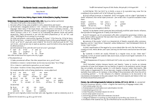 (PDF) The Hamito-Semitic connection: fact or fiction?