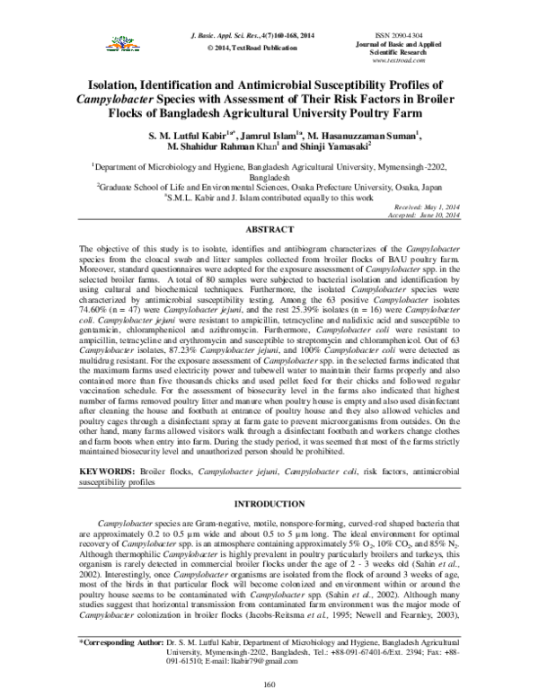 Isolation, identification and antimicrobial susceptibility profiles of ...
