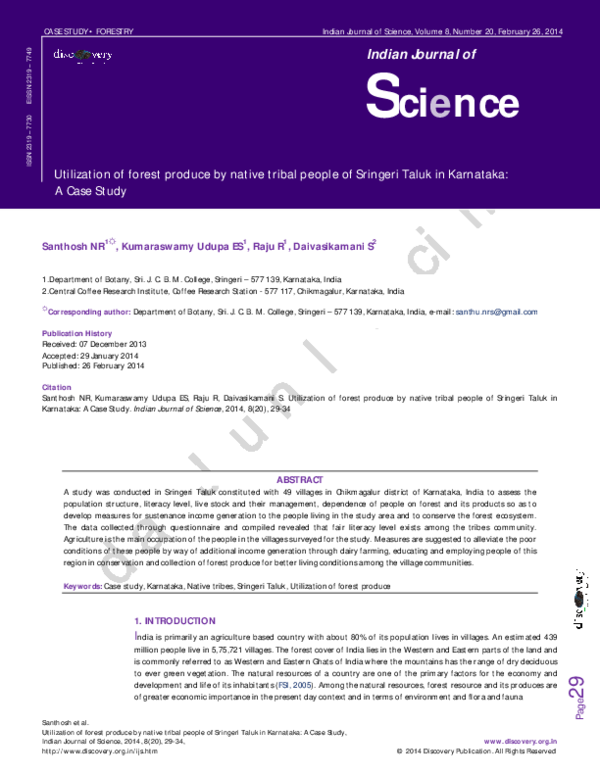 (PDF) Indian Journal of Science @BULLET Analysis Santhosh NR 1