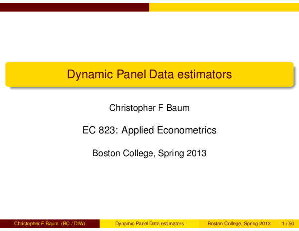 Pdf Dynamic Panel Data Estimators