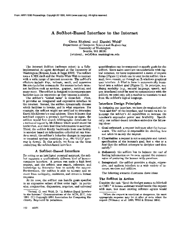 (PDF) A softbot-based interface to the Internet