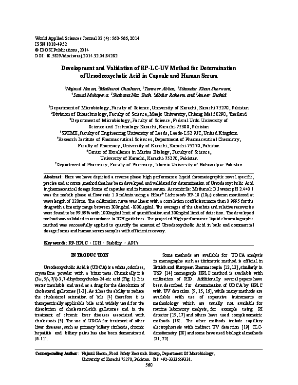 Pdf Development And Validation Of Rp Lc Uv Method For Determination
