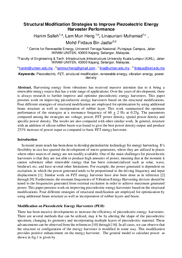 (PDF) Structural Modification Strategies to Improve Piezoelectric ...
