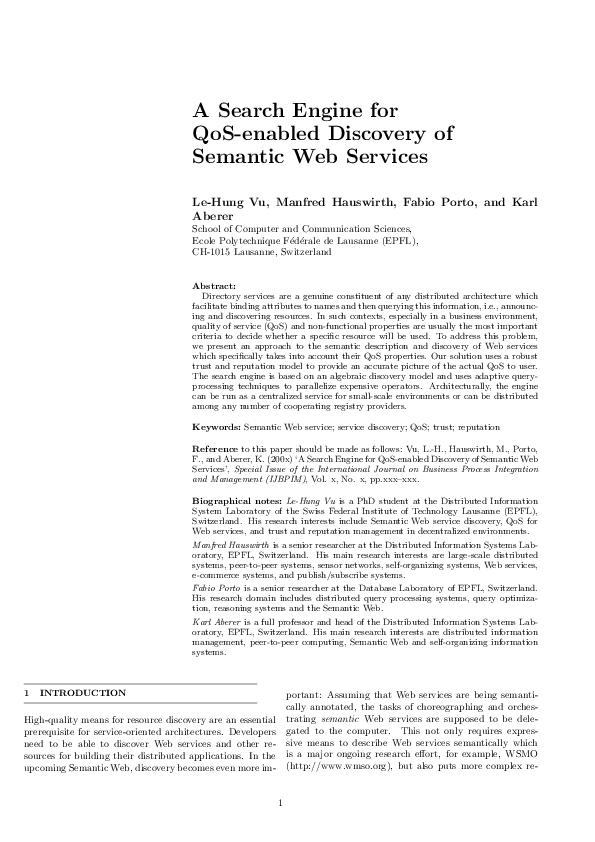 Pdf A Search Engine For Qos Enabled Discovery Of Semantic Web Services