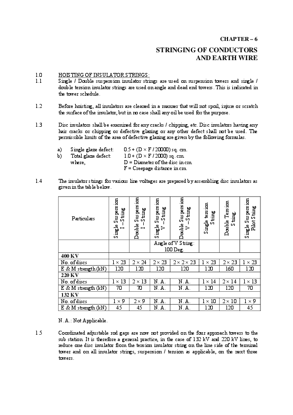 (PDF) STRINGING OF CONDUCTORS AND EARTH WIRE Single Suspension Pilot String