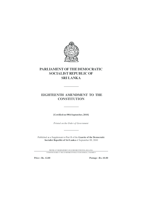 (PDF) 18th Amendment to the Constitution.