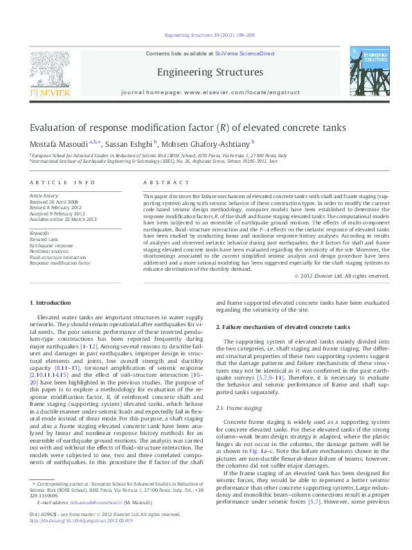 (PDF) Evaluation of response modification factor (R) of elevated ...