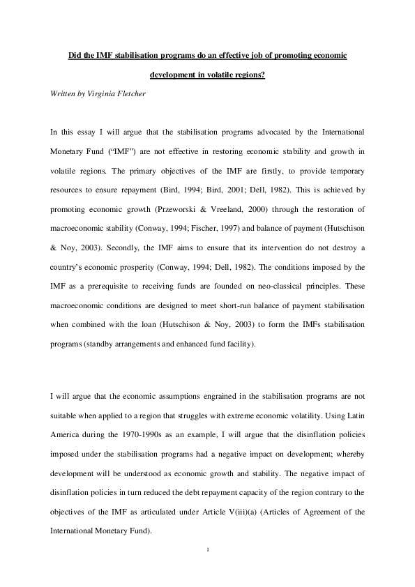 (PDF) Did the IMF stabilisation programs do an effective job of ...