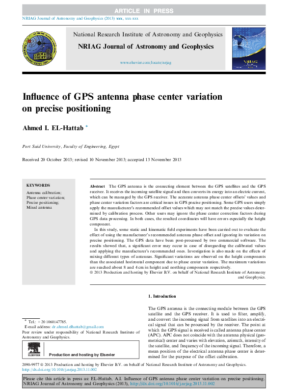 (PDF) Influence of GPS antenna phase center variation on precise ...