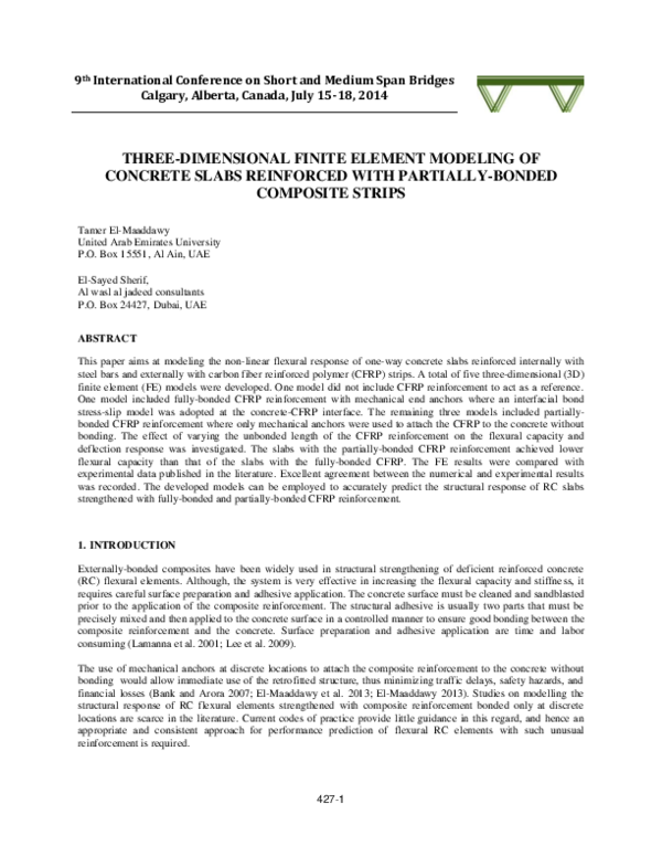 Pdf Three Dimensional Finite Element Modeling Of Concrete Slabs