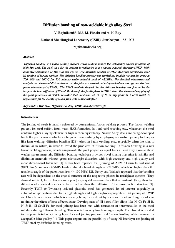 (PDF) Diffusion bonding of non-weldable high alloy Steel