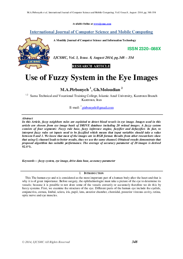 (PDF) Use of Fuzzy System in the Eye Images