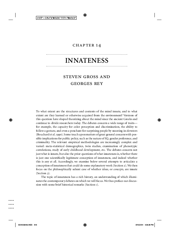 (PDF) Innateness (with Georges Rey)