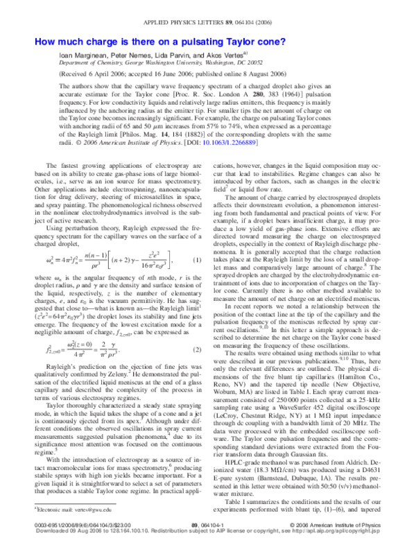 (PDF) How much charge is there on a pulsating Taylor cone?