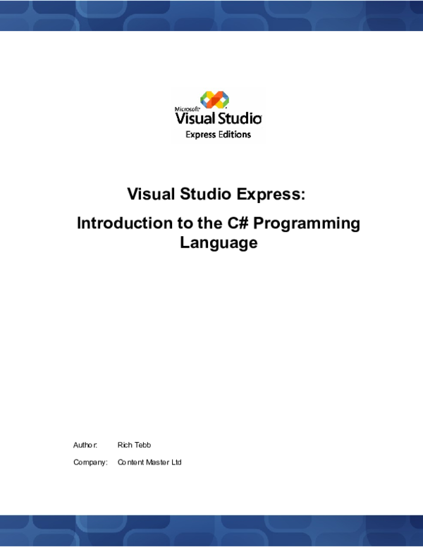 (DOC) Visual Studio Express: Introduction to the C# Programming Language