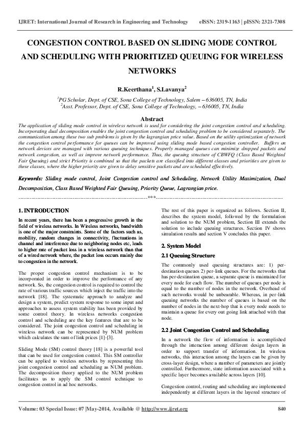 Pdf Congestion Control Based On Sliding Mode Control And Scheduling With Prioritized Queuing