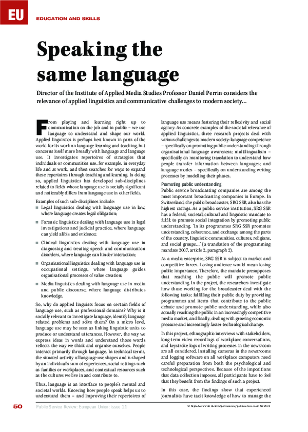 (PDF) Speaking the same language