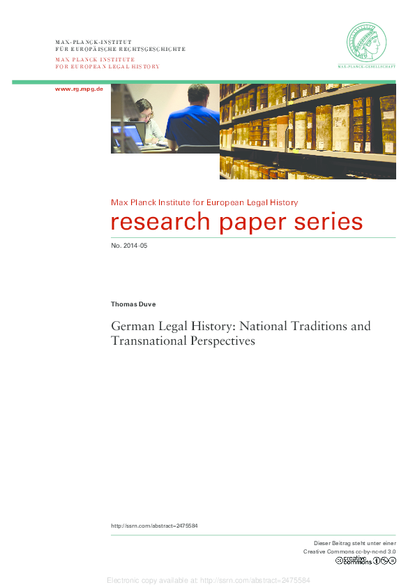 (PDF) German Legal History: National Traditions and Transnational ...