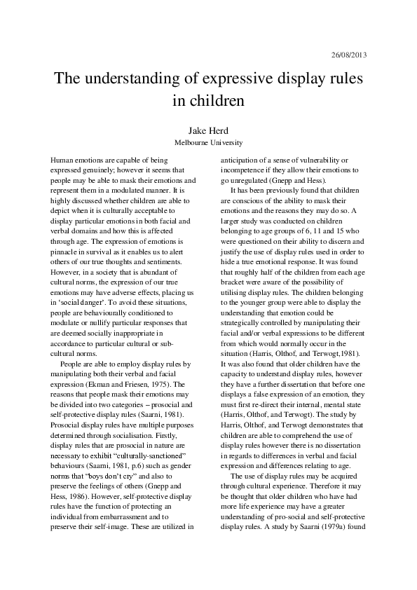 (DOC) 26/08/2013 The understanding of expressive display rules in ...