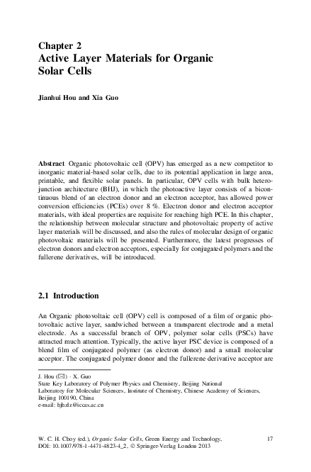 (PDF) Active Layer Materials for Organic Solar Cells