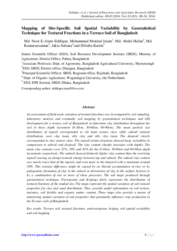 (PDF) Mapping of site-specific soil spatial variability by geostatistical technique for textural ...