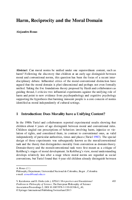 (PDF) Harm, Reciprocity and the Moral Domain
