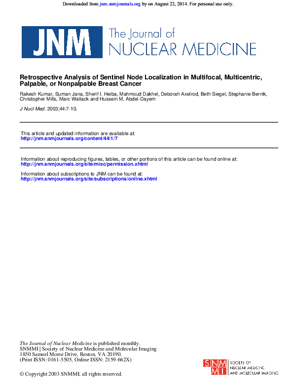 (PDF) Retrospective Analysis of Sentinel Node Localization in ...