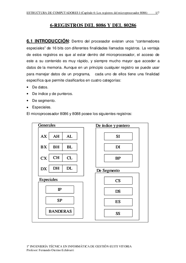 (PDF) Generales De índice y puntero AX AH AL SI BX BH BL DI CX CH CL BP ...