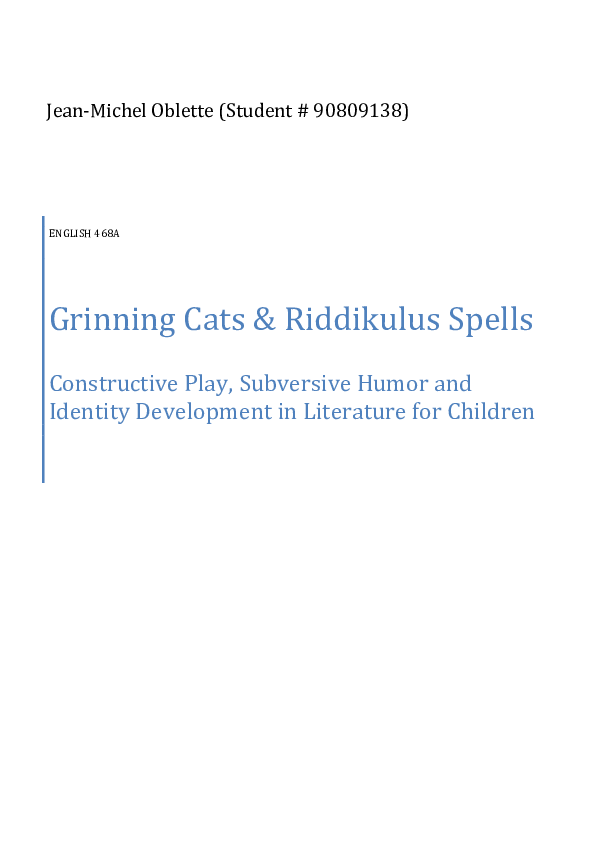 (DOC) Grinning Cats & Riddikulus Spells: Constructive Play, Subversive ...