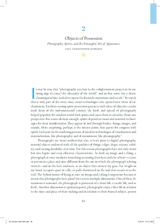 (PDF) “Objects of Possession: Spirits, Photography and the Entangled ...