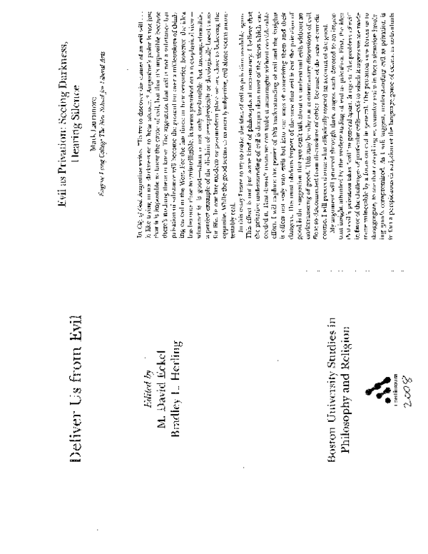 (PDF) Evil as Privation: Seeing Darkness, Hearing Silence