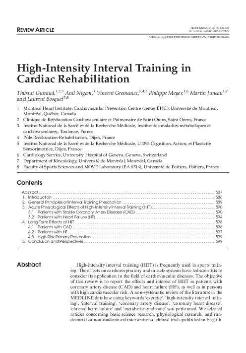 (PDF) High-Intensity Interval Training in Cardiac Rehabilitation Contents