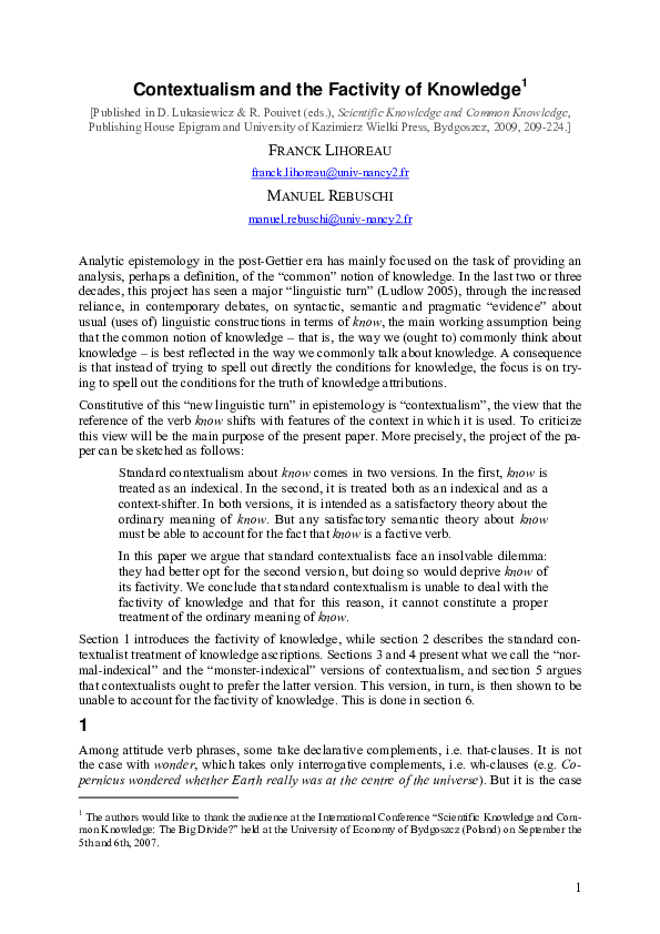 Contextualism and the Factivity of Knowledge