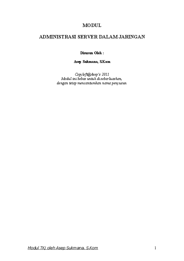 (PDF) MODUL ADMINISTRASI SERVER DALAM JARINGAN