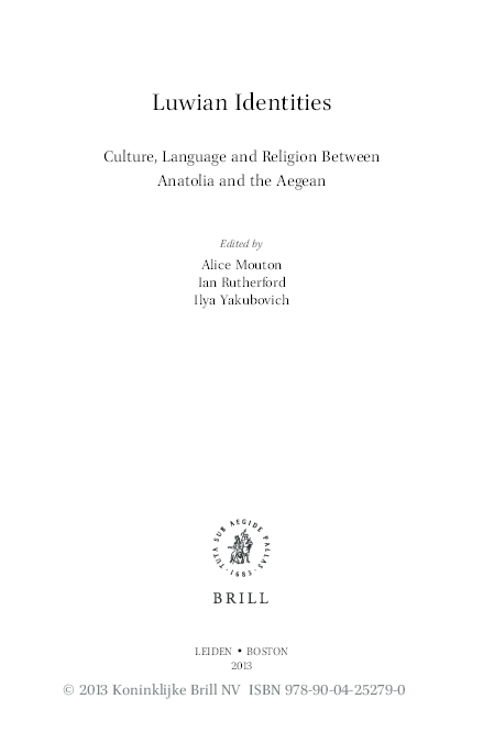 (PDF) Luwian Identities conference: Peoples and maps - nomenclature and ...