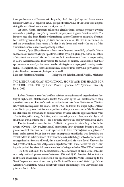 (PDF) Review of The Rise of American High School Sports and the Search ...