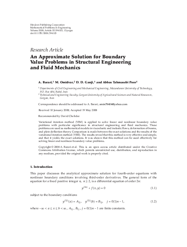 (PDF) An Approximate Solution for Boundary Value Problems in Structural Engineering and Fluid ...
